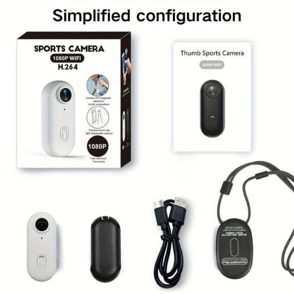 Thumb Action Camera, Small Size With Spring Clip, 4K Portable Video ...