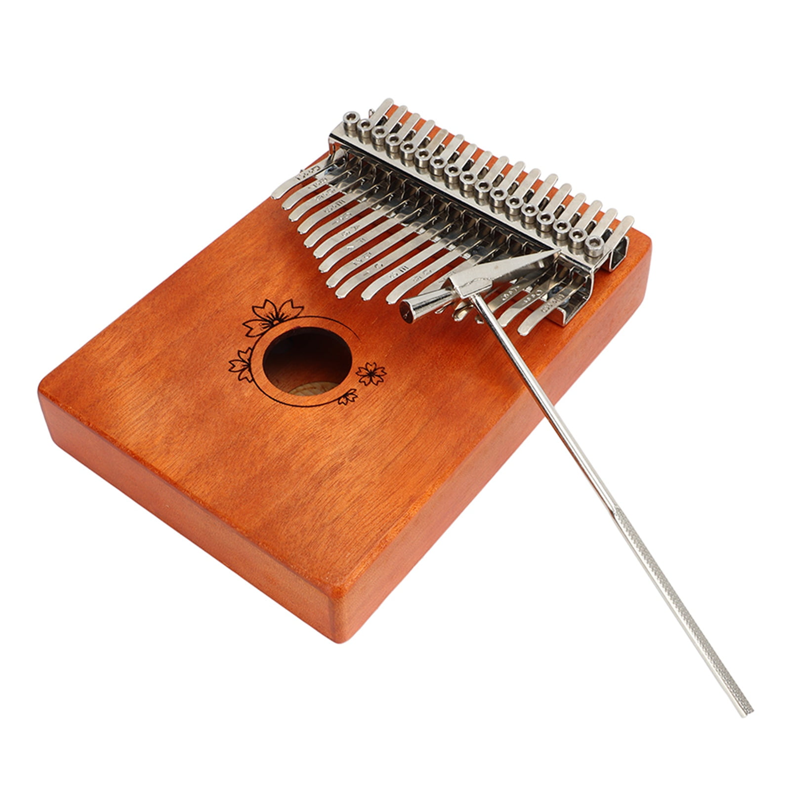 Thumb Finger Piano 17 Key Mahogany Floral Pattern Easy Playing Finger ...