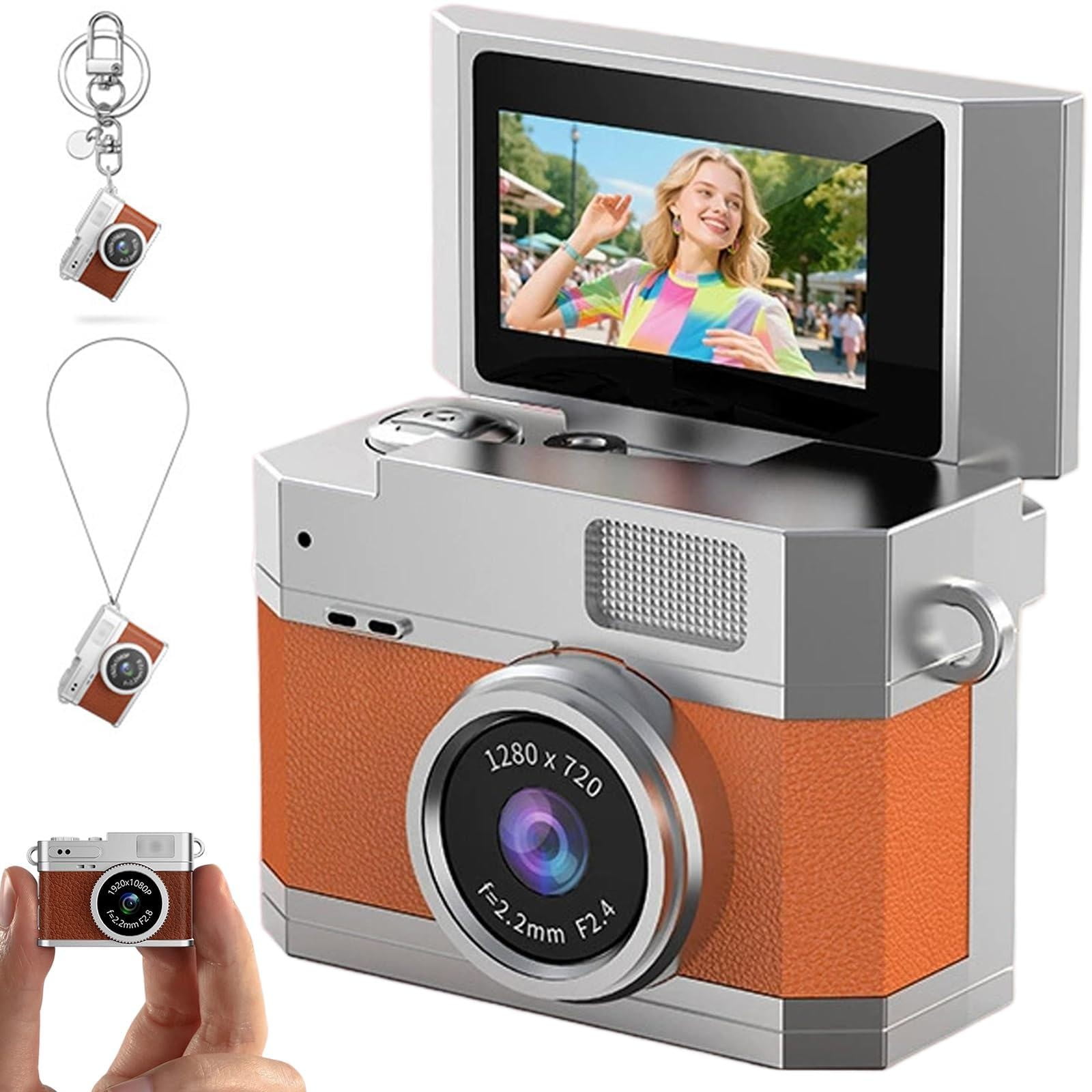 Thumb-Sized Flip Screen Mini Camera - Digital Retro CCD High-Definition ...