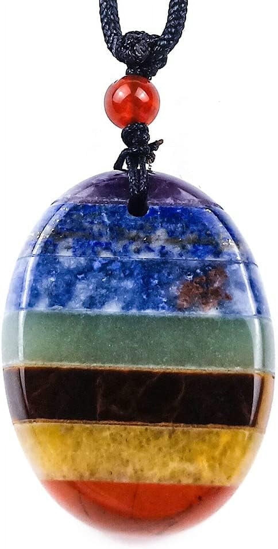 Thumb Worry Stone Necklace Oval Chakras Stone Pendant Crystal Necklace ...
