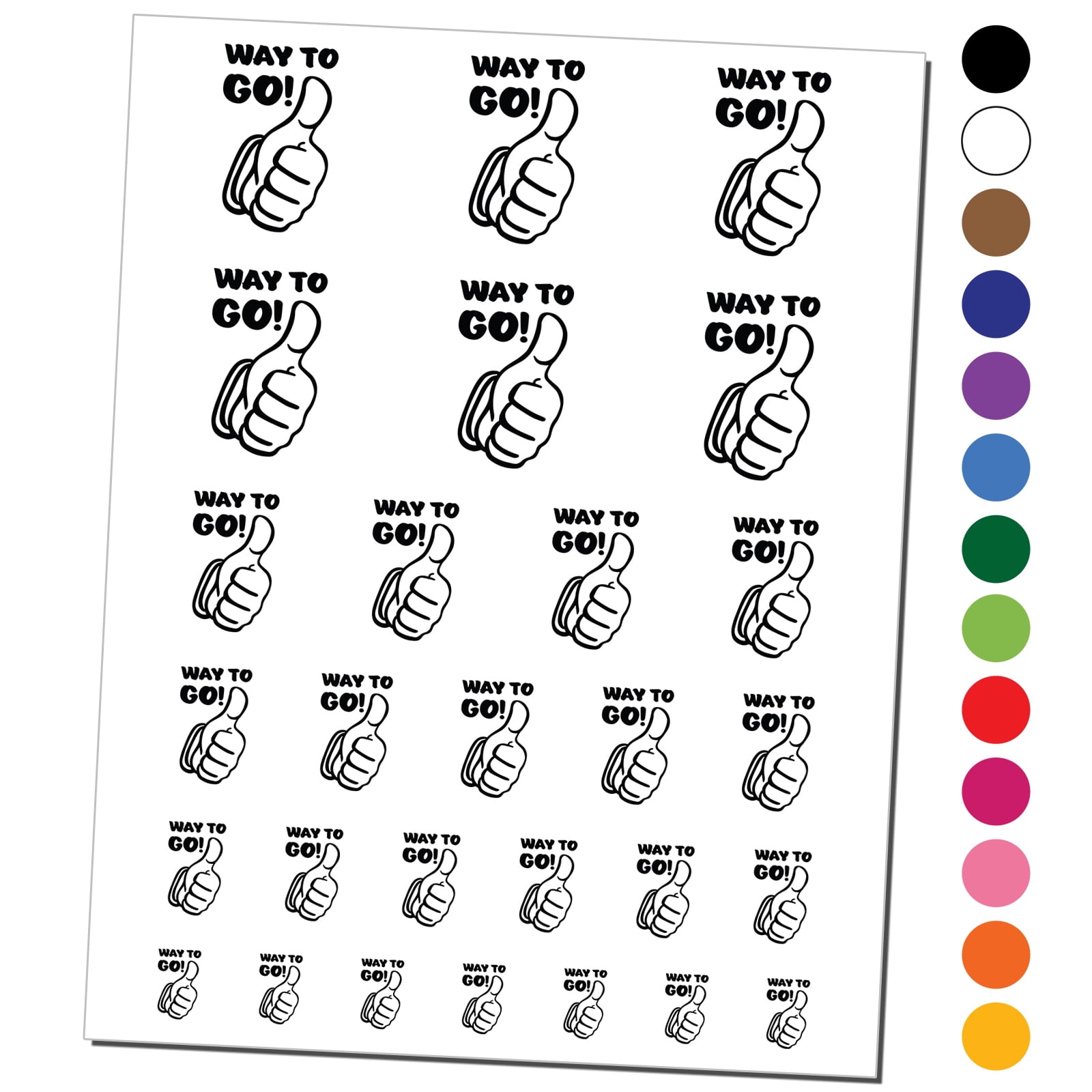 Thumbs Up Way to Go! Water Resistant Temporary Tattoo Set Fake Body Art ...