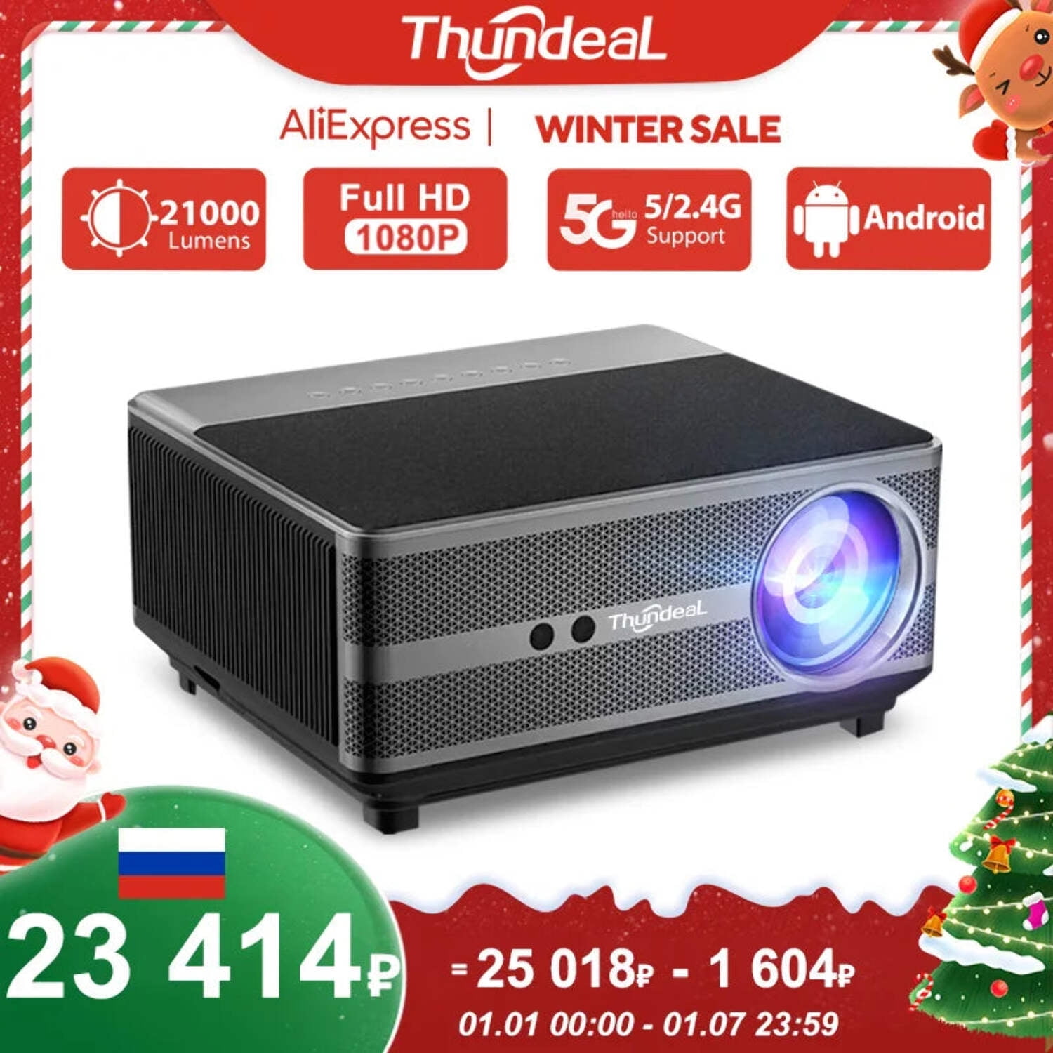 ThundeaL Full HD 1080P Projector TD98 WiFi LED 2K 4K Video Movie Beam ...