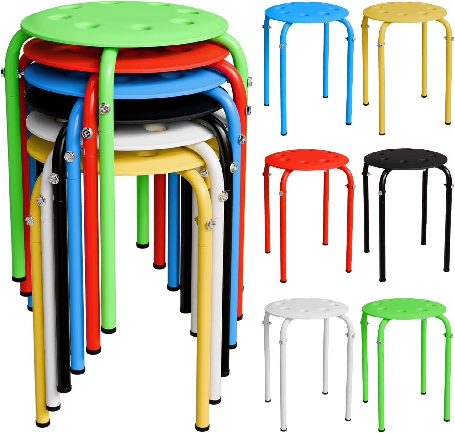 Thunder 17.7in Plastic Stackable Stools Portable Stacking Chairs ...