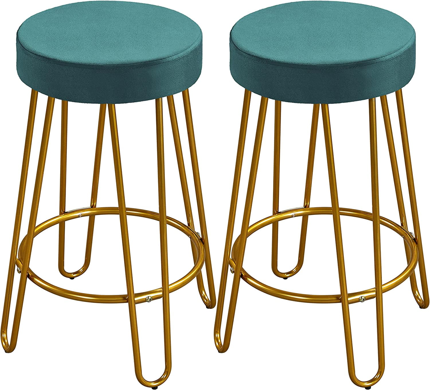 Thunder Bar Stools Set of 2, Velvet Round Counter Stools, Backless ...