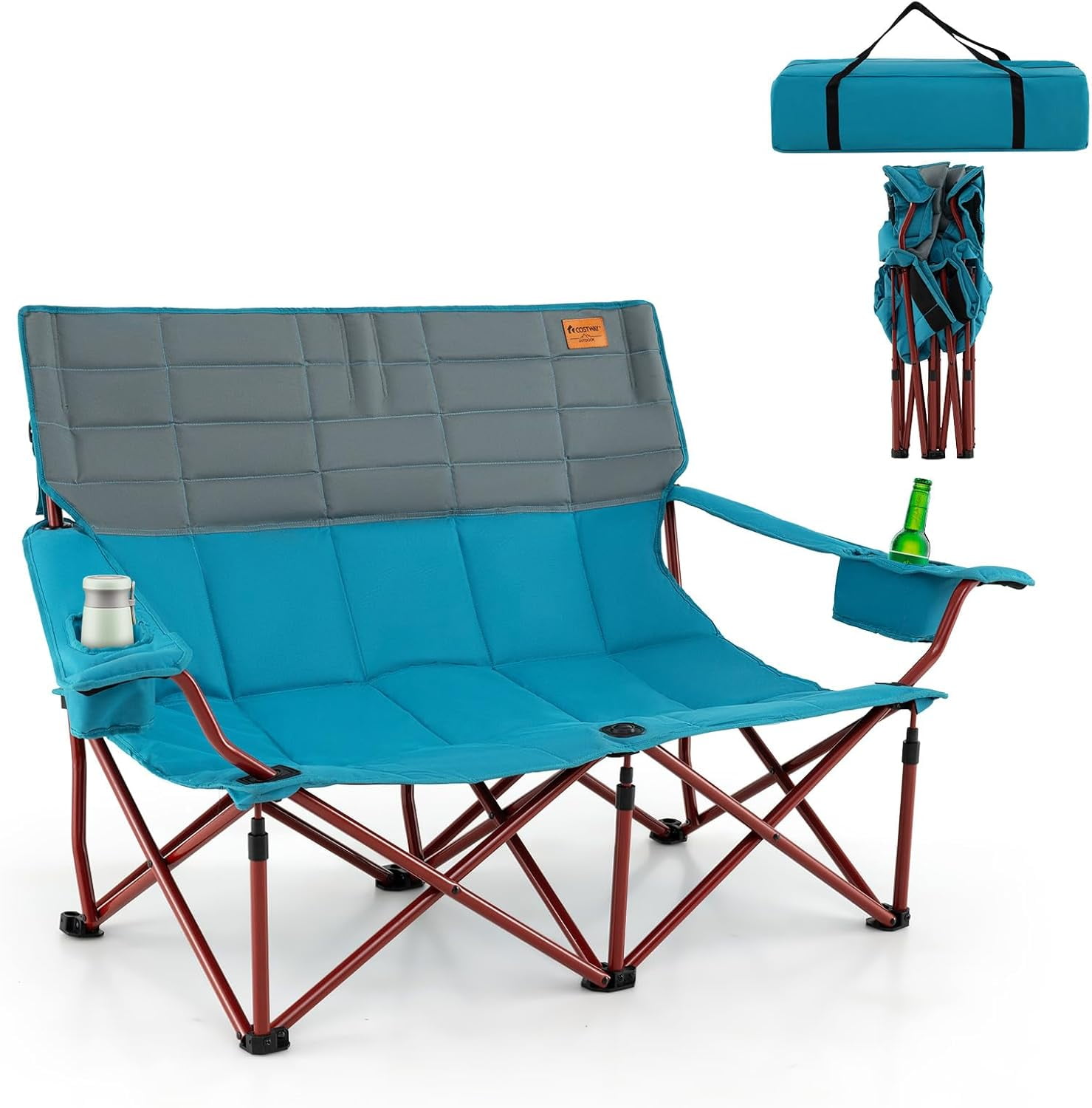 Thunder Double Camping Chair for Adults, Low Outdoor Folding Loveseat ...