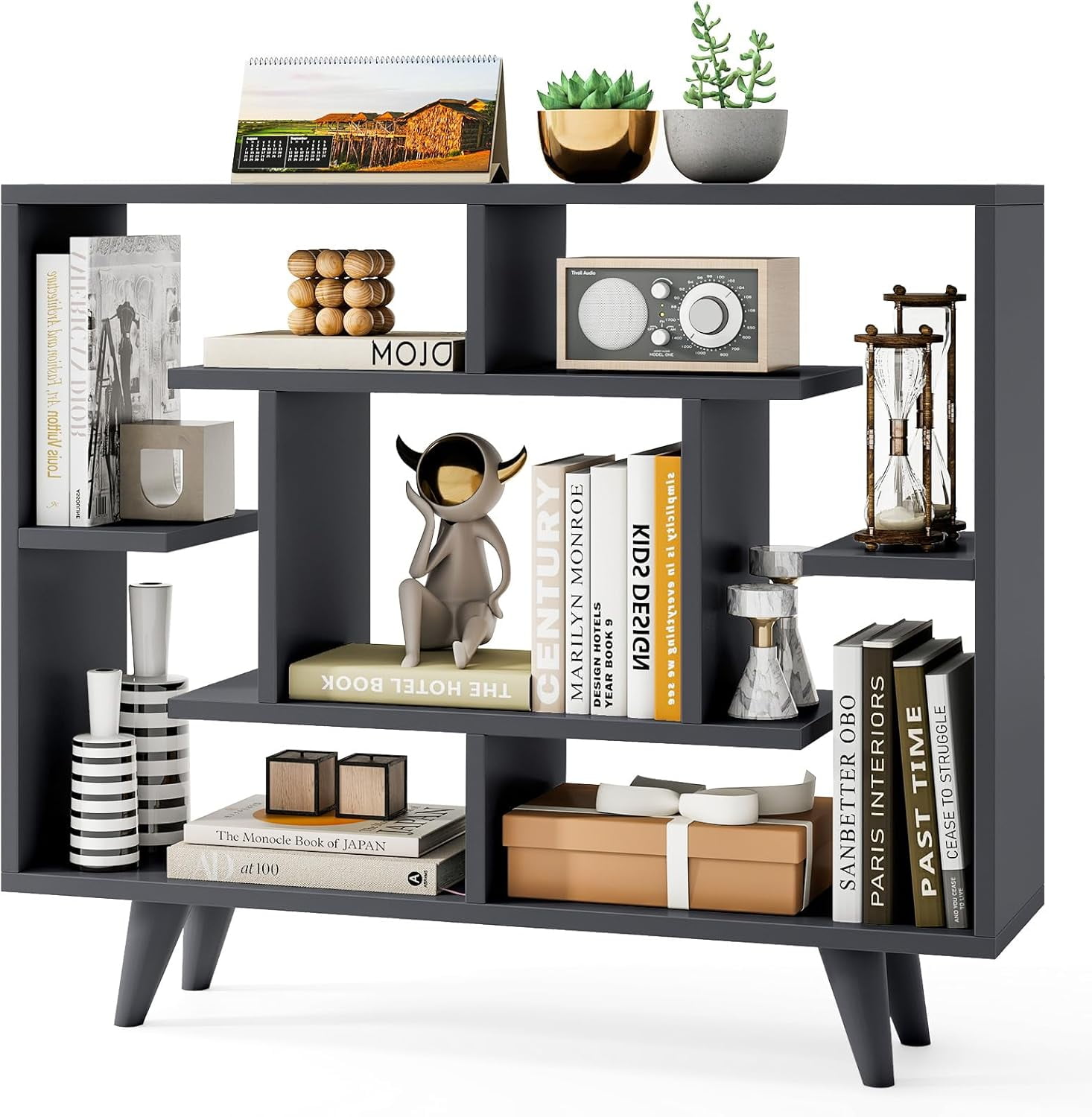 Thunder Geometric Bookshelf, 3 Tier Modern Freestanding Open Bookcase ...