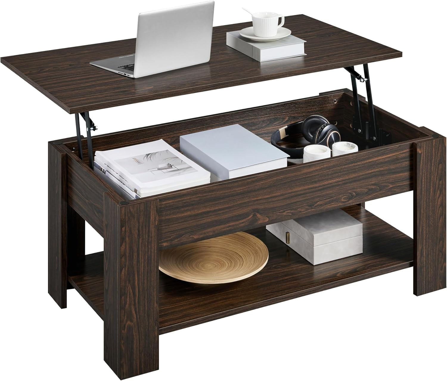 Thunder Lift Top Coffee Table with Hidden Compartment and Storage Shelf ...