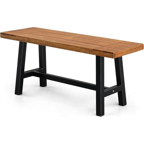 Thunder Outdoor Bench with Metal Legs Rustic, Wood Dining Bench Indoor ...