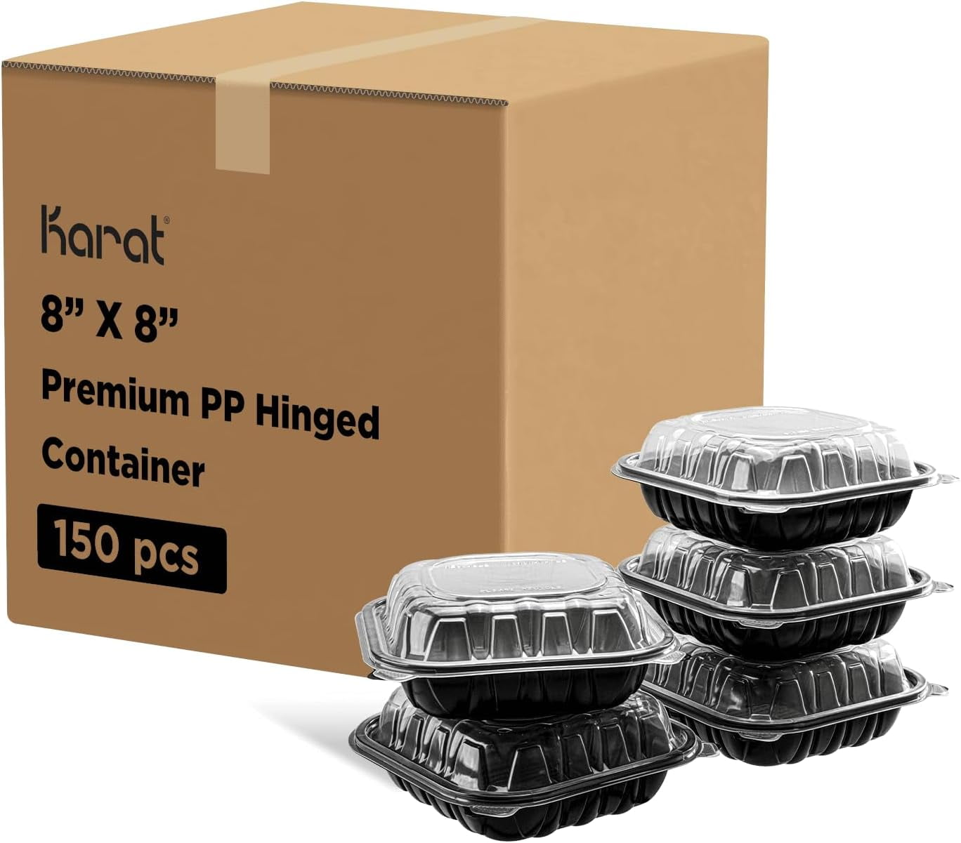 Thunder Premium PP Hinged Container, Take Out Food Containers - Case (8 ...