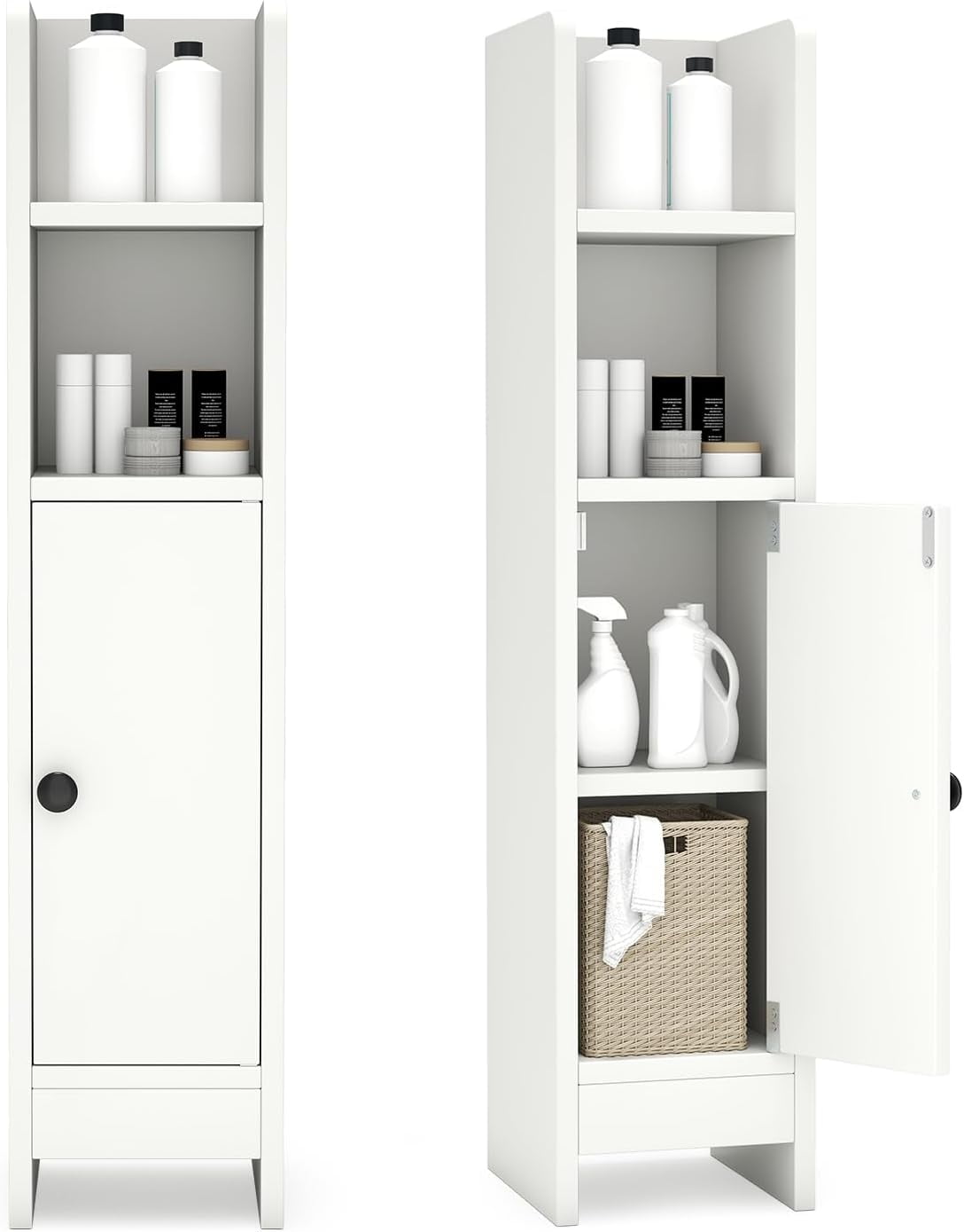 Thunder Small Bathroom Storage Cabinet, Narrow Slim Corner Floor ...