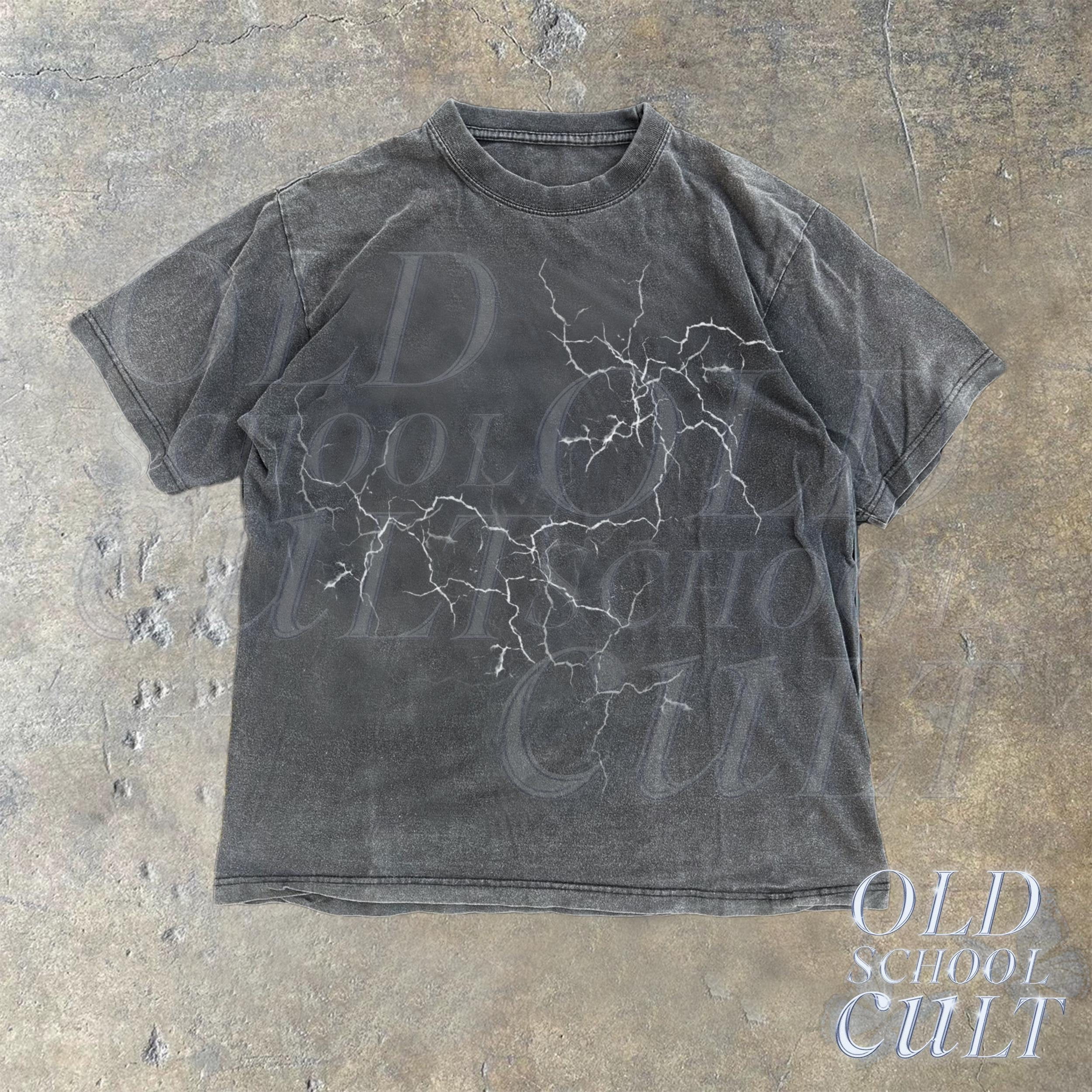 Thunder Storm Tattoo Style Shirt, Retro Y2k Storm Lightnings Graphic T ...