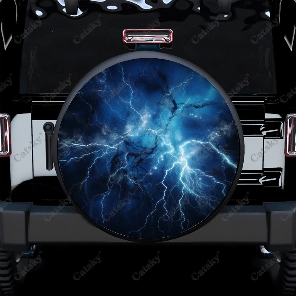 Thunder Storm With Clouds Polyester Universal Spare Wheel Tire Cover ...