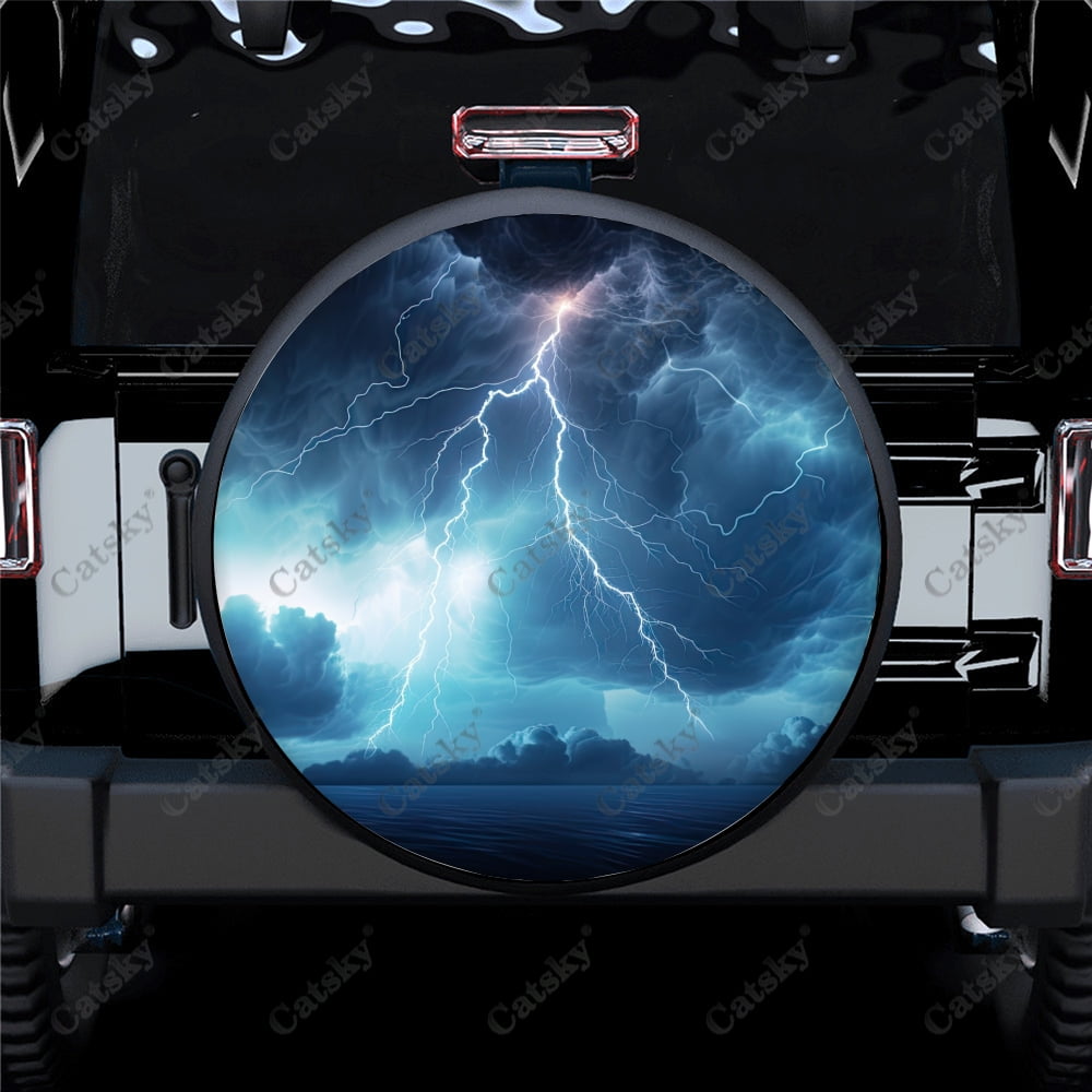 Thunder Storm With Clouds Polyester Universal Spare Wheel Tire Cover ...