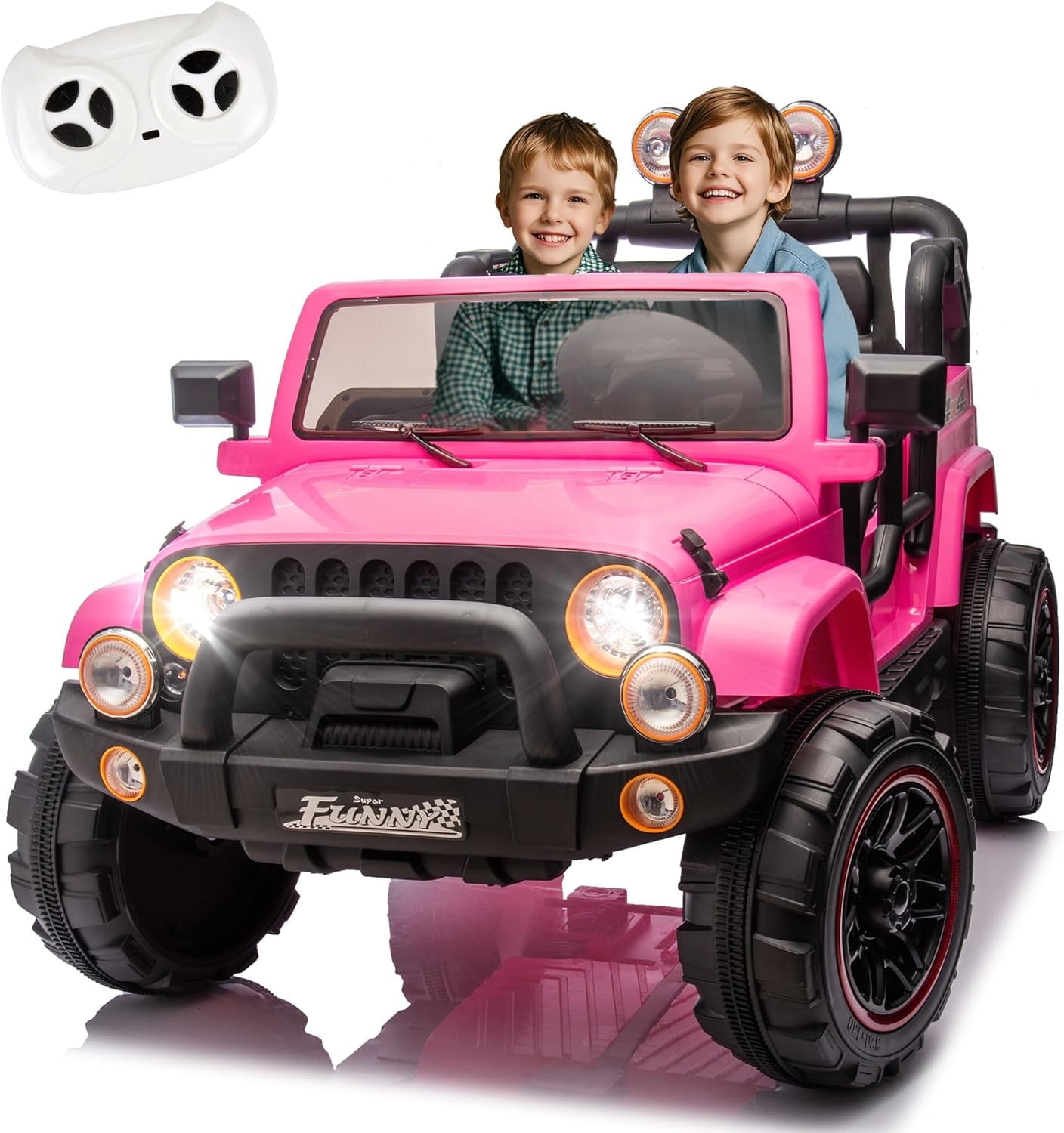 ThunderBolt 24V Kids Electric Ride On Car - Dual Seat with Spotlight ...