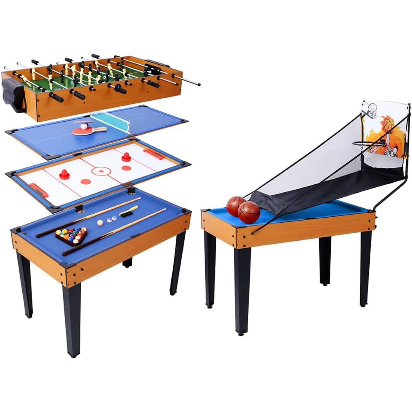 ThunderBolt 5-in-1 Game Table Set - Billiards, Air Hockey, Foosball ...