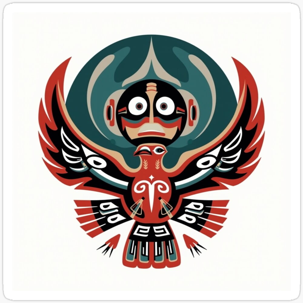 Thunderbird And Moon Spirit Indigenous Art Sticker Phone Decal Water ...