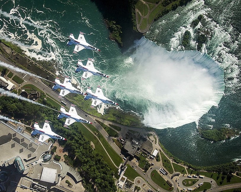 Thunderbirds Delta Formation Over Niagara Falls Style - A - 12x18 Inch ...