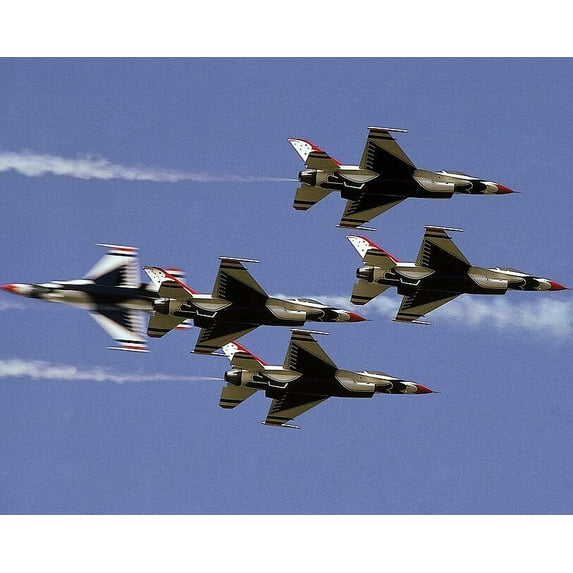 Thunderbirds F-16 Falcons in Flight Style - A - 24x36 Inch Glossy ...