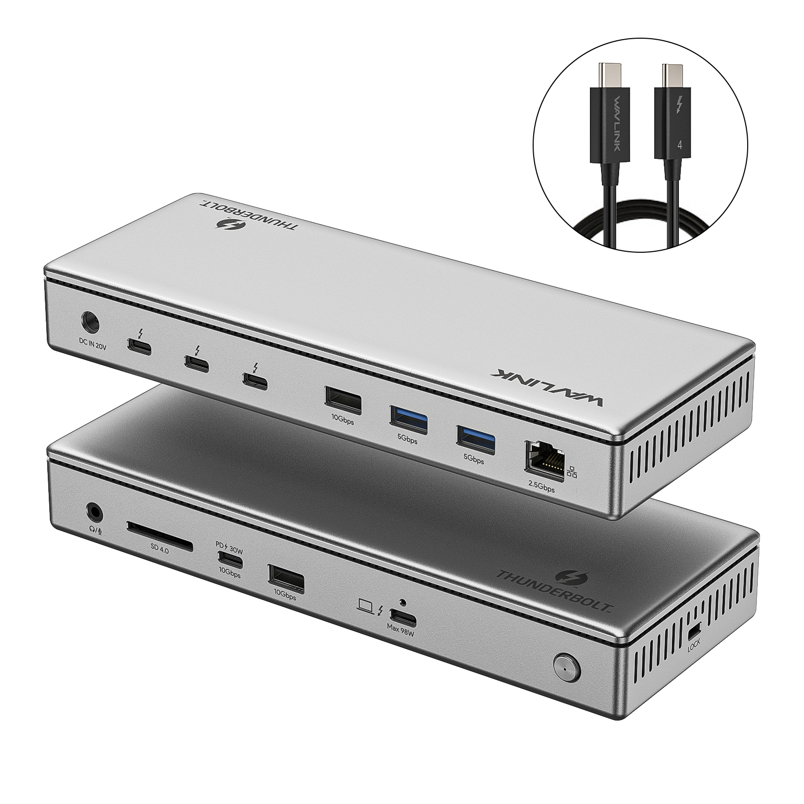 Thunderbolt 4 Dock Station, 98W Charging 8K USB Dock with TBT 4, USB-A ...