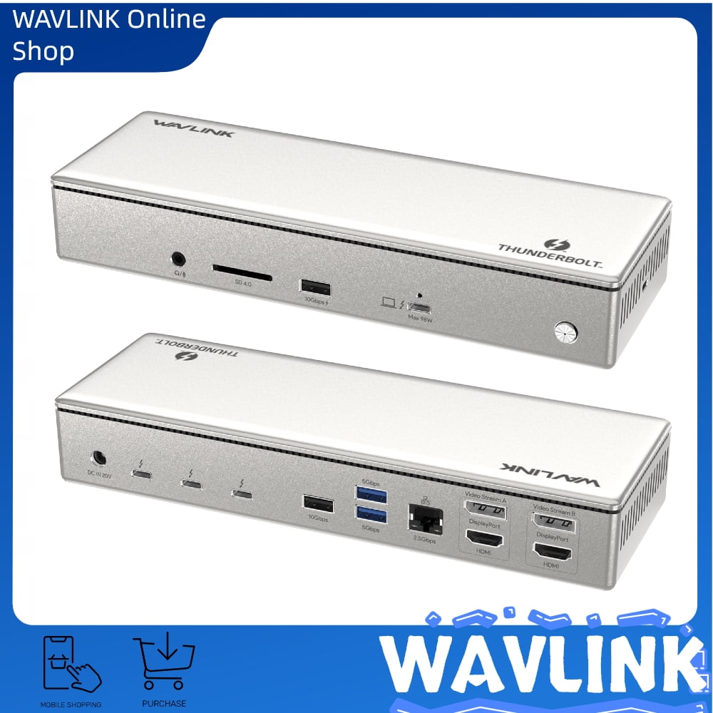 Thunderbolt 4 Dock, WAVLINK Docking Station with Quad 4K@60Hz Monitors ...