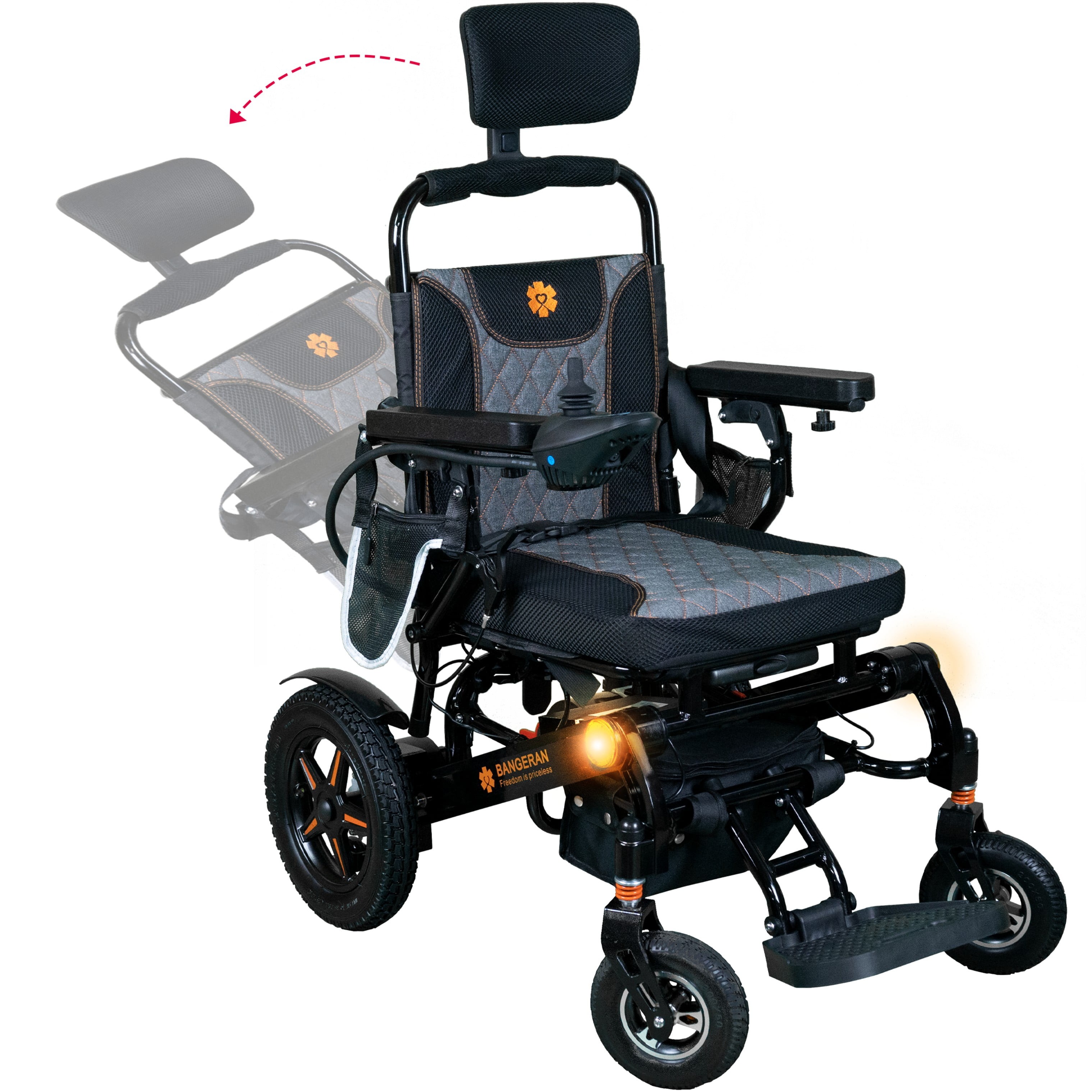 Thunderbolt Compact Reclining Electric Transport Wheelchair, Versatile ...