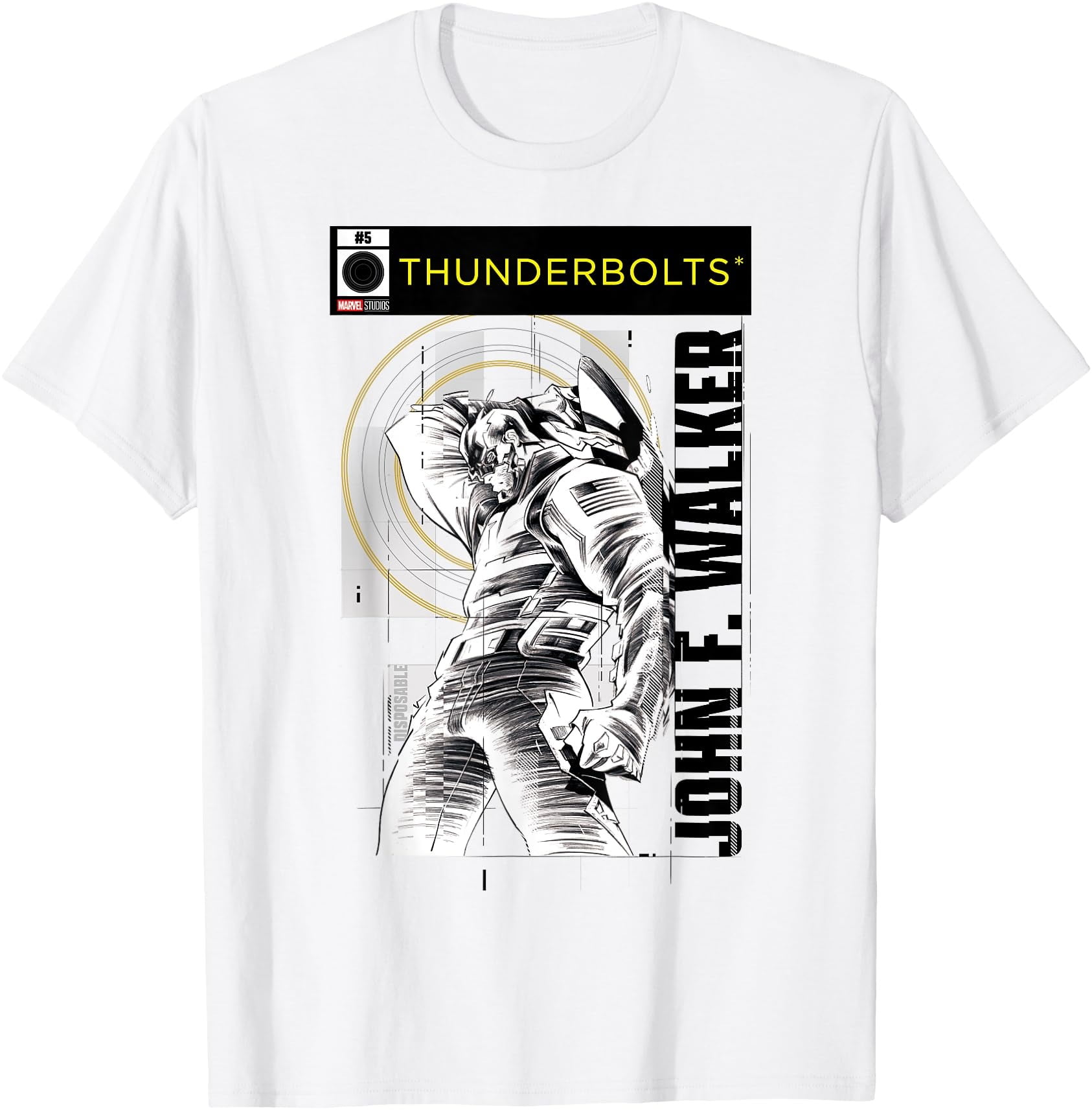 Thunderbolts John F Walker B&-W Comic Cover T-Shirt Action SupeRrhero ...