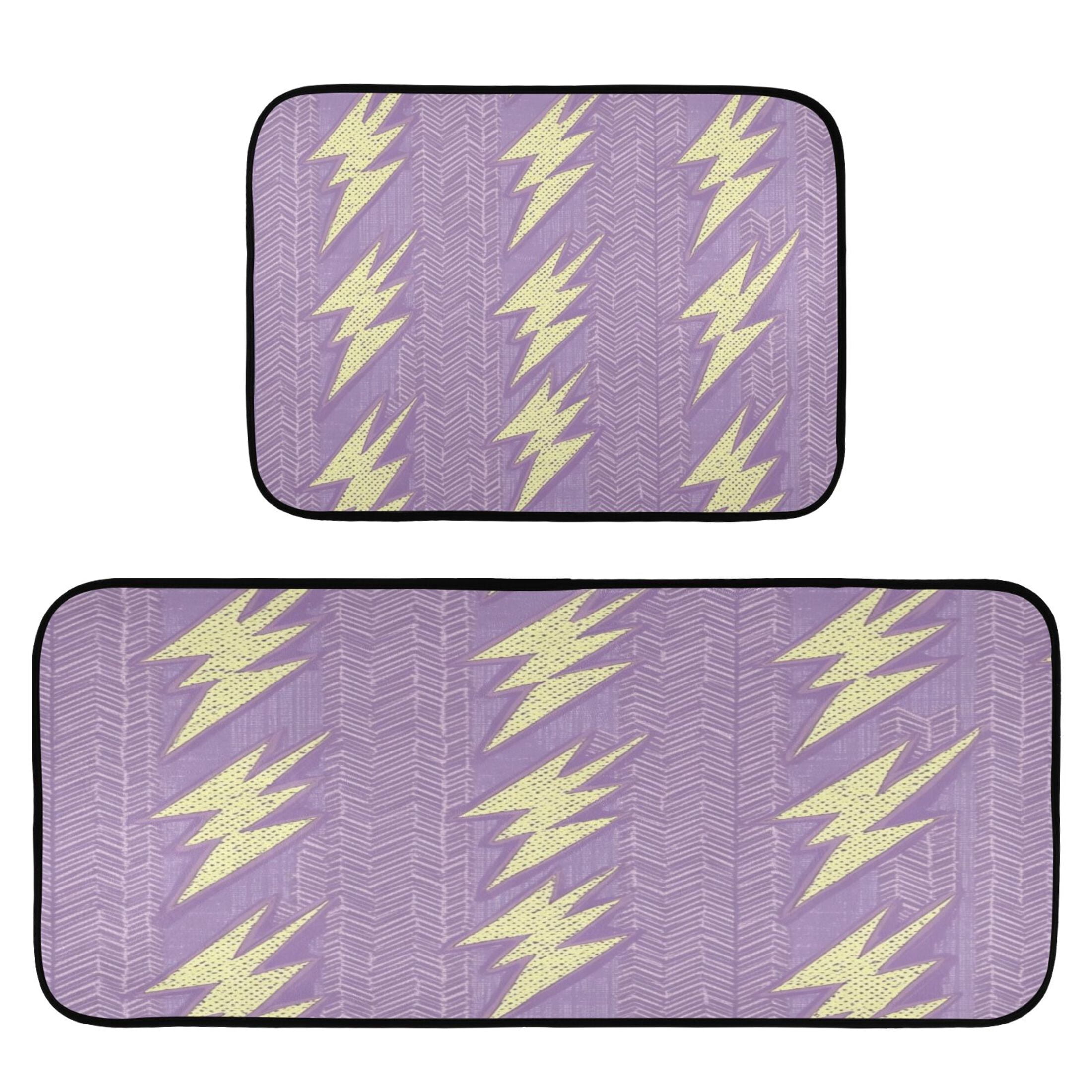 Thunderstorm Purple 2-Piece Kitchen Carpet Mat Set, Non-Slip Memory ...