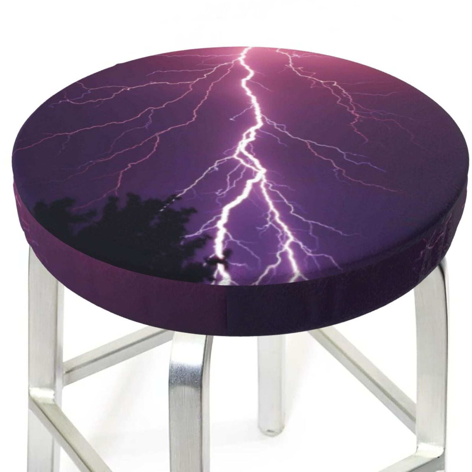 Thunderstorm Violet Purple Bar Stool Covers - Stretch Round Seat Covers ...