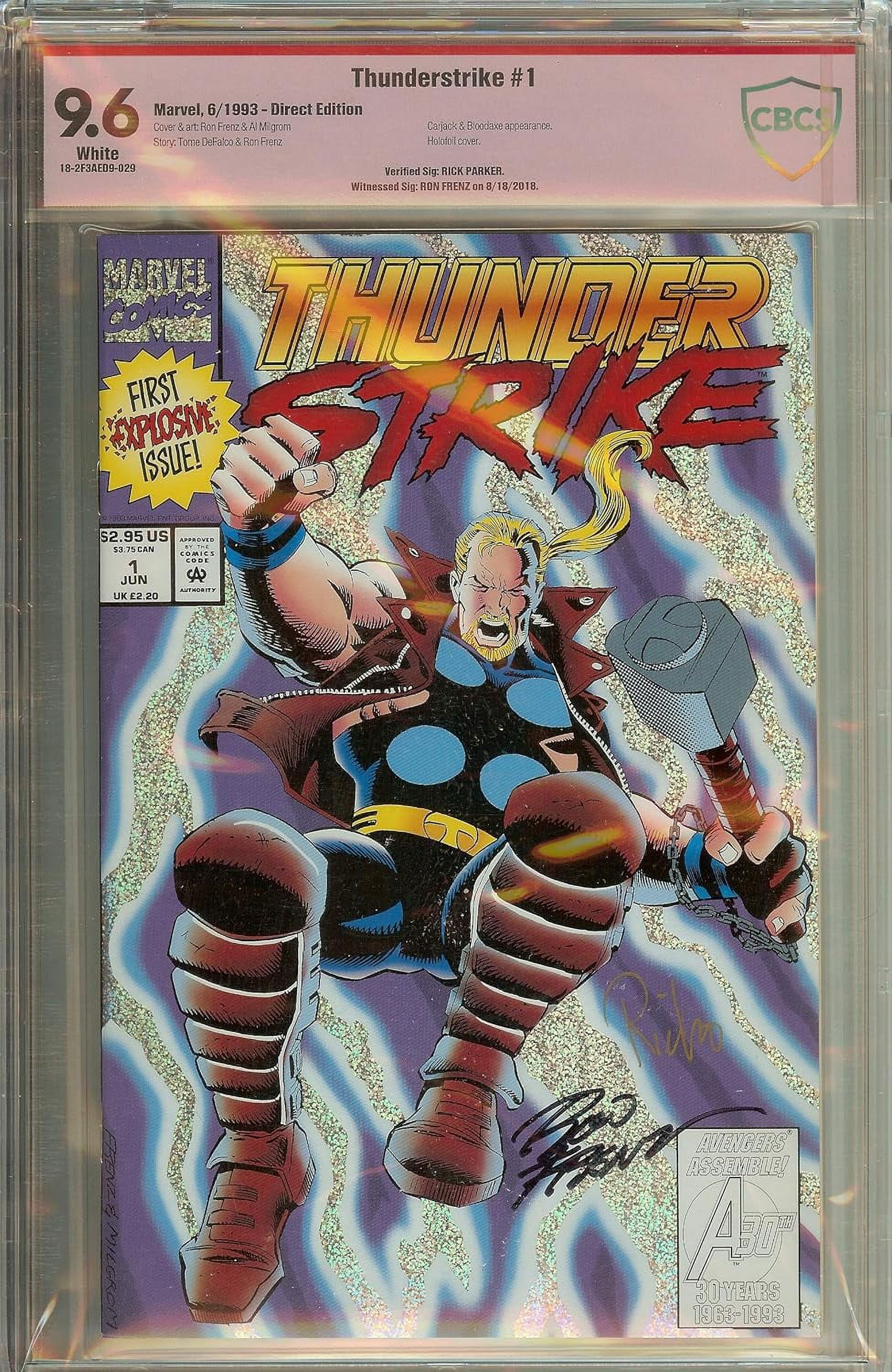 Thunderstrike #1 Thor CBCS 9.6 Signed 2x Rick Parker Ron Frenz - Walmart.com
