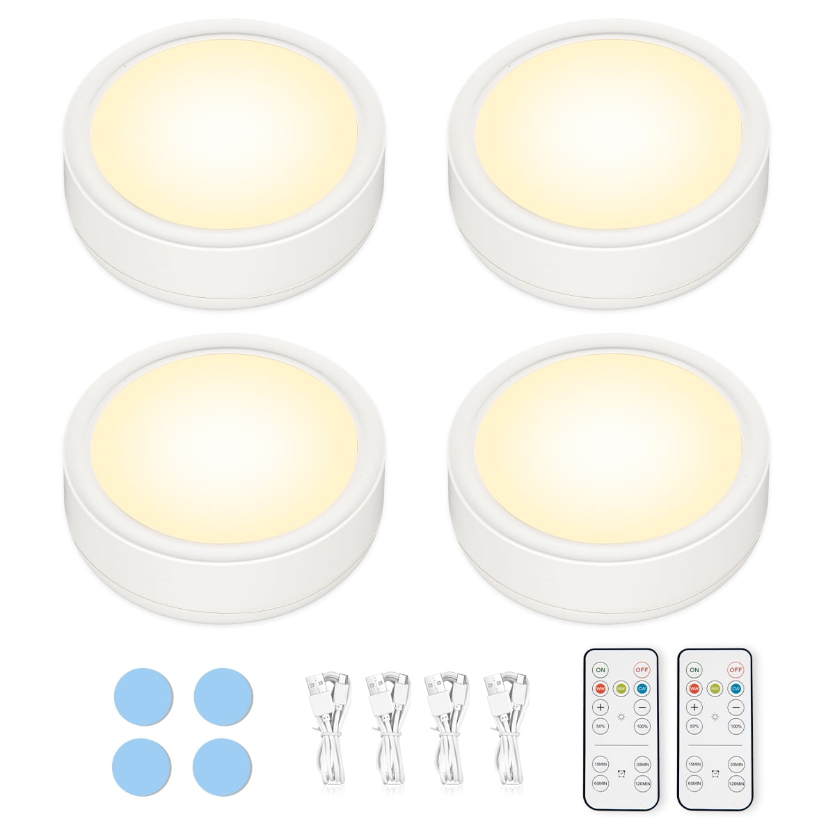 Thundoo LED Rechargeable Puck Lights Battery Operated with Remote ...