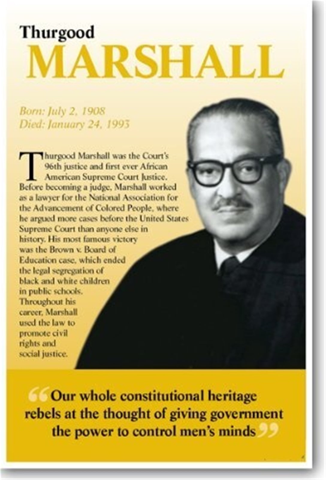 Thurgood Marshall - African American Court Justice - NEW Classroom ...