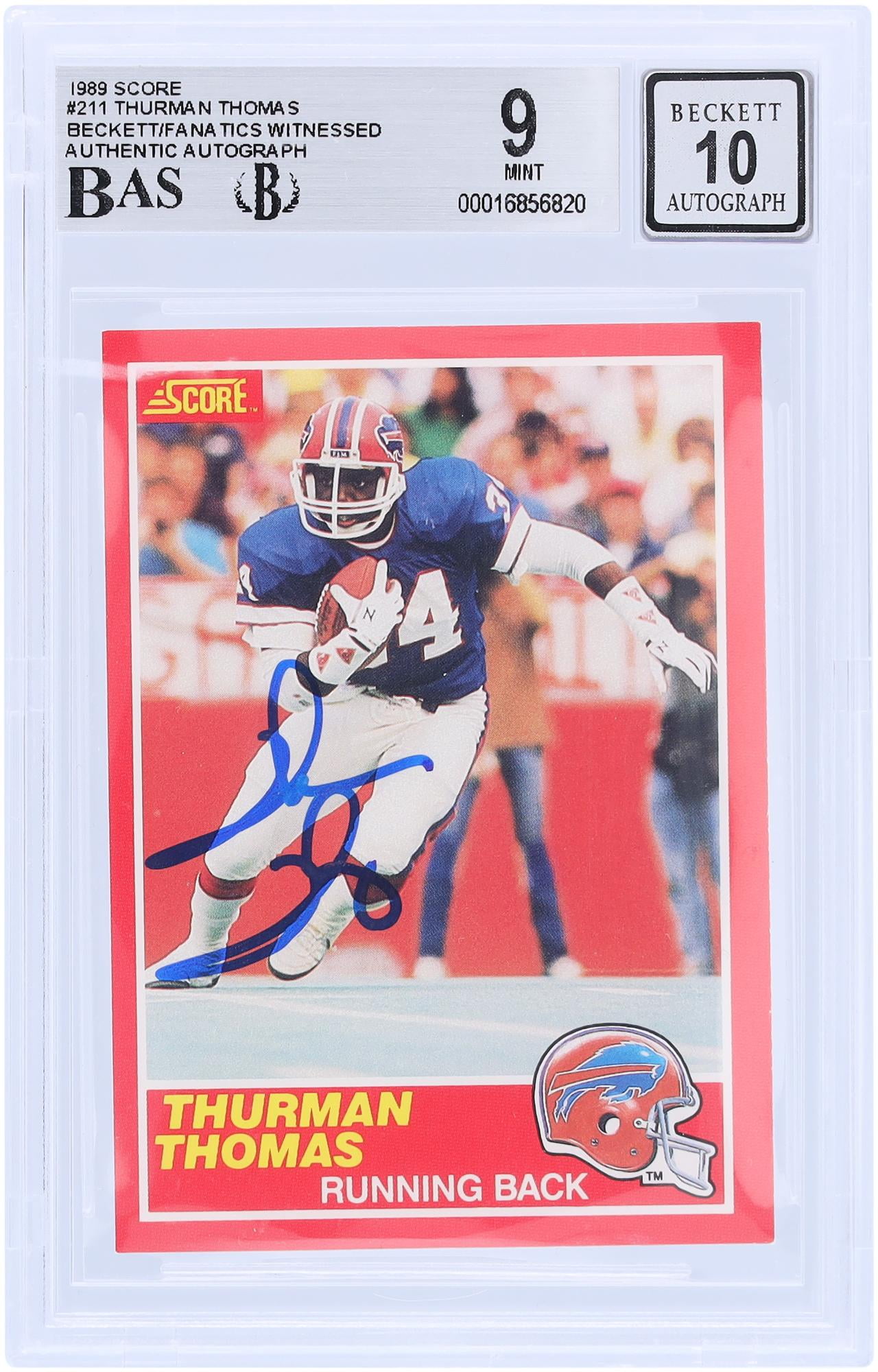 Thurman Thomas Buffalo Bills Autographed 1989 Score #211 Beckett ...