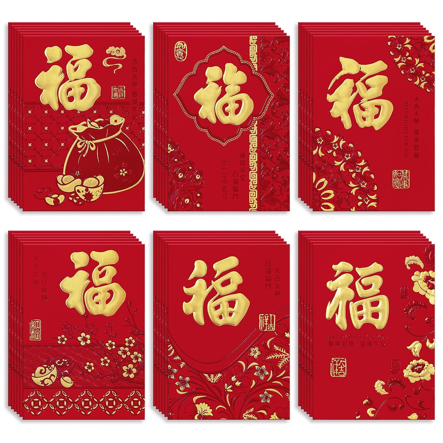 ThxToms Gold Foil Fu Red Envelopes, 36pcs Year of the Horse 2026 Lucky ...
