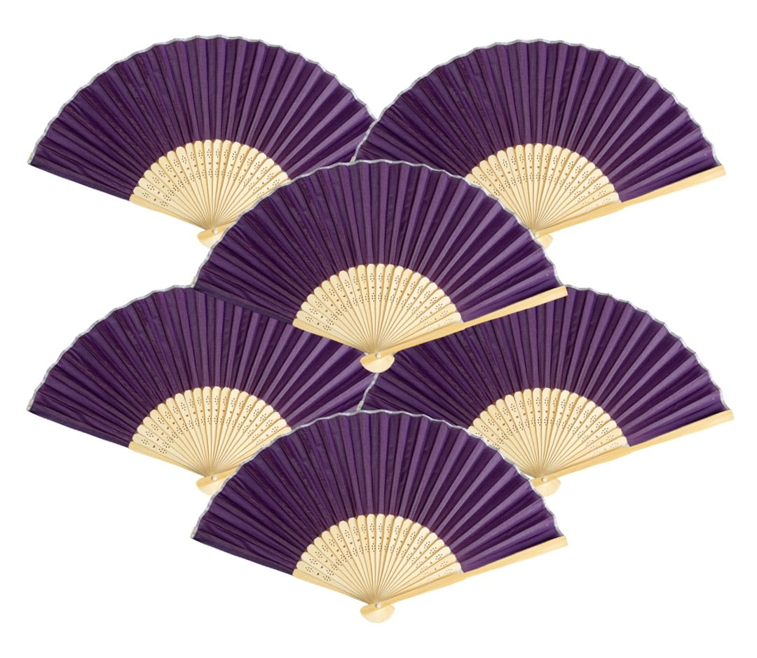 Thy Collectibles Pack of 6 Handheld Paper and Bamboo Folding Fans for ...