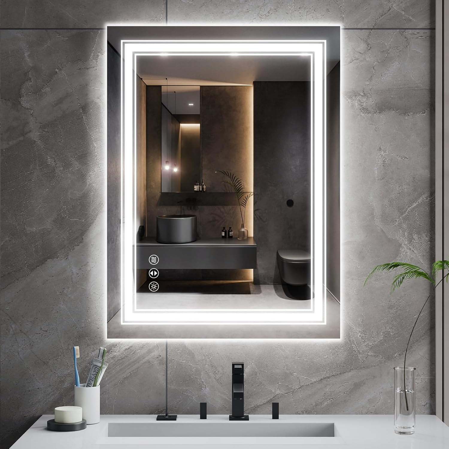 Thy-Hom 24’’ x 36’’ LED Bathroom Vanity Mirror Wall Mounted Mirror with ...