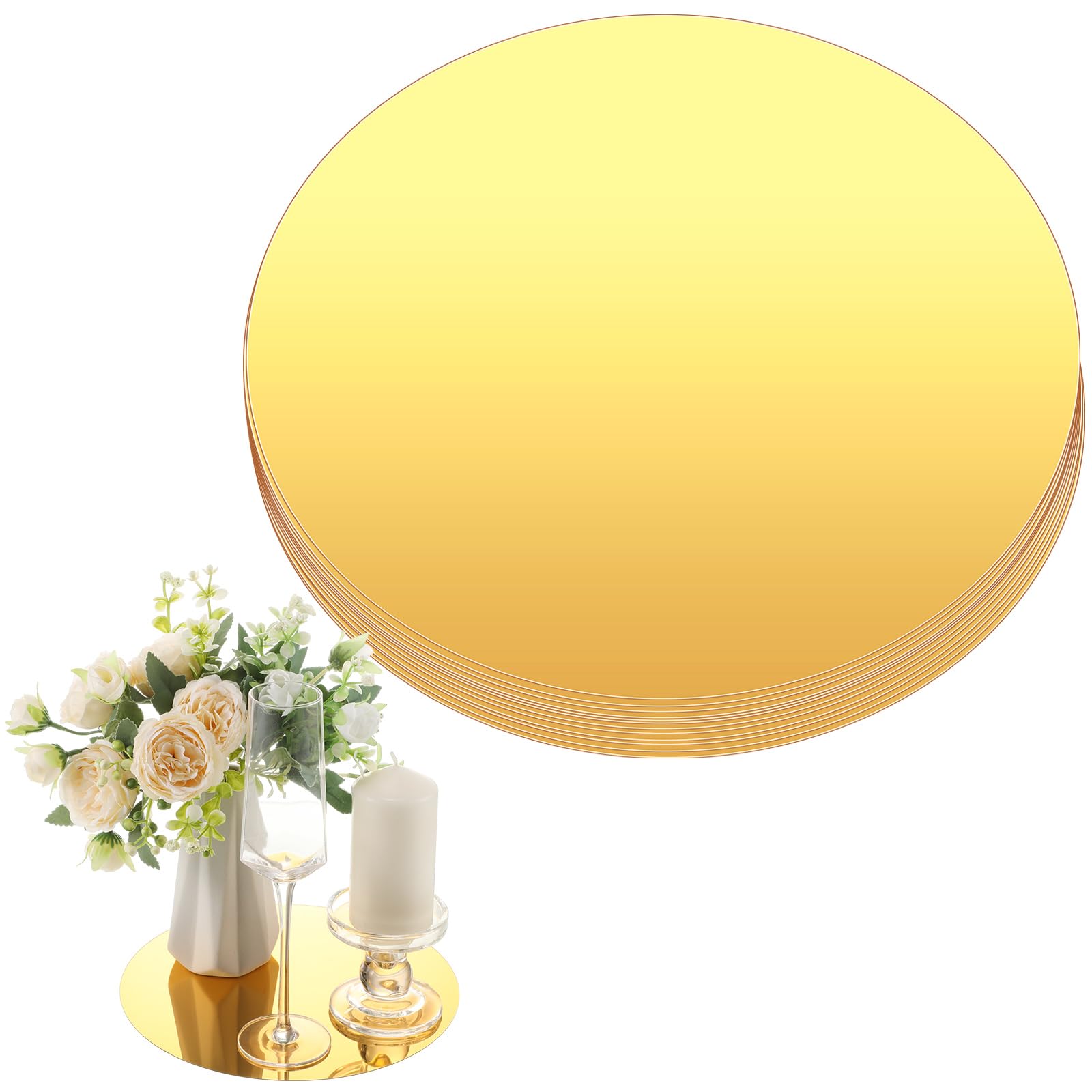 Thyle 12 Pcs 10 Inch Acrylic ATT1Round Mirrors Tables Centerpieces ...