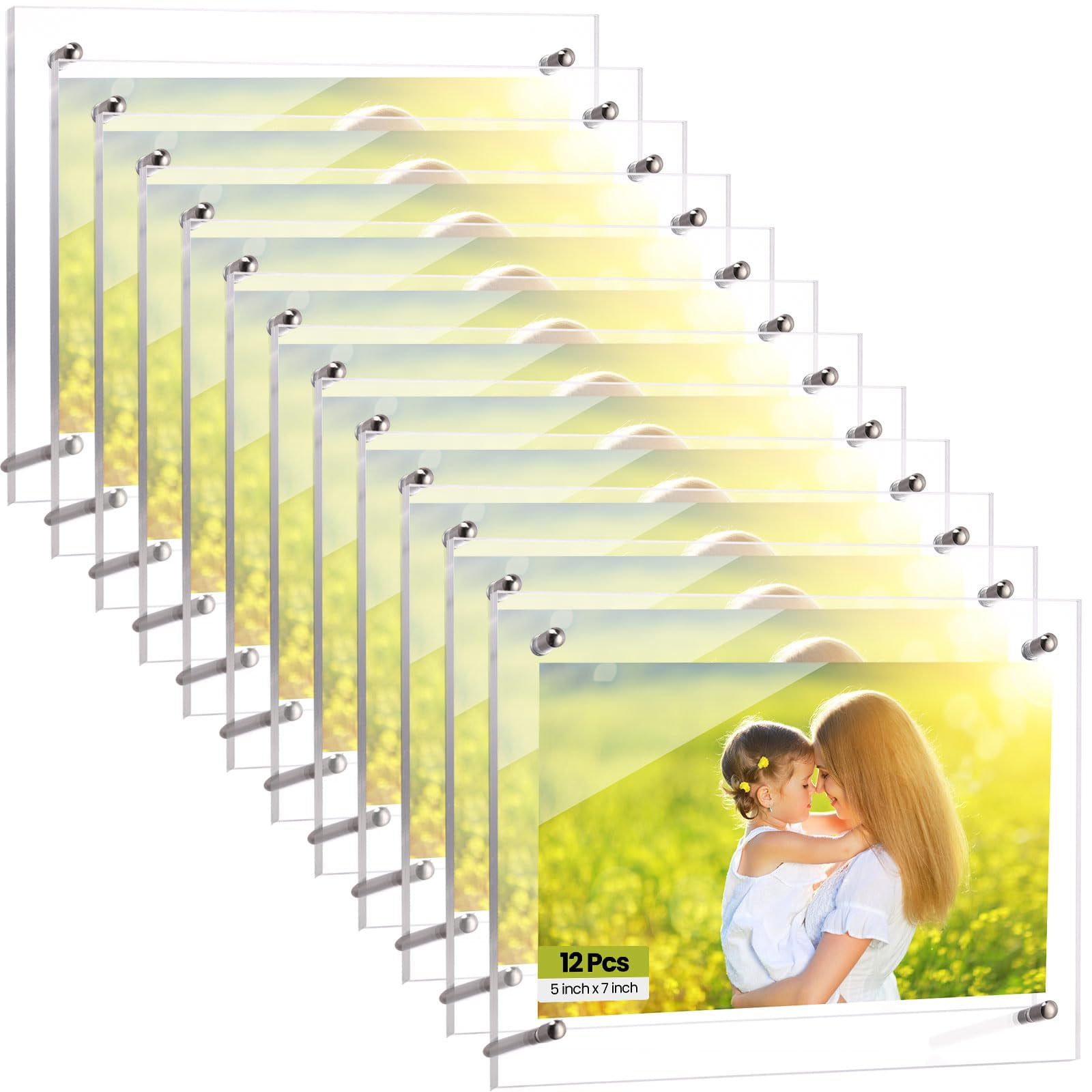 Thyle 12 Pcs 5 x 7 Acrylic Picture Frame, Clear Photo Frames with Stand ...