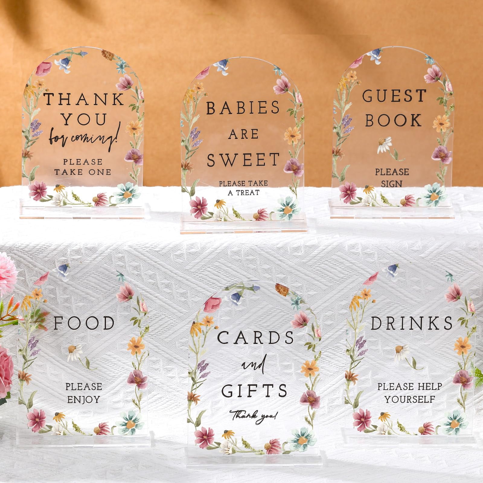 Thyle 6 Pcs Wildflowers Baby in Bloom Acrylic Baby Shower Table ...