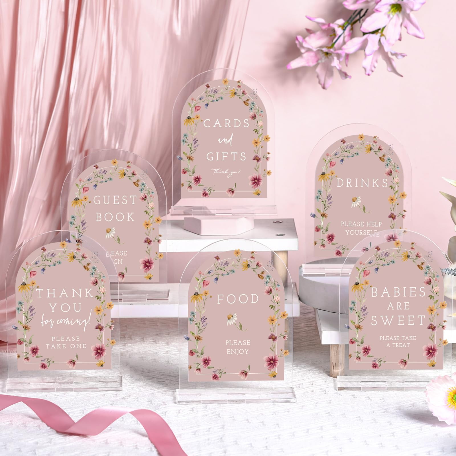 Thyle 6 Pcs Wildflowers Baby in Bloom Shower Table Decorations Sign ...