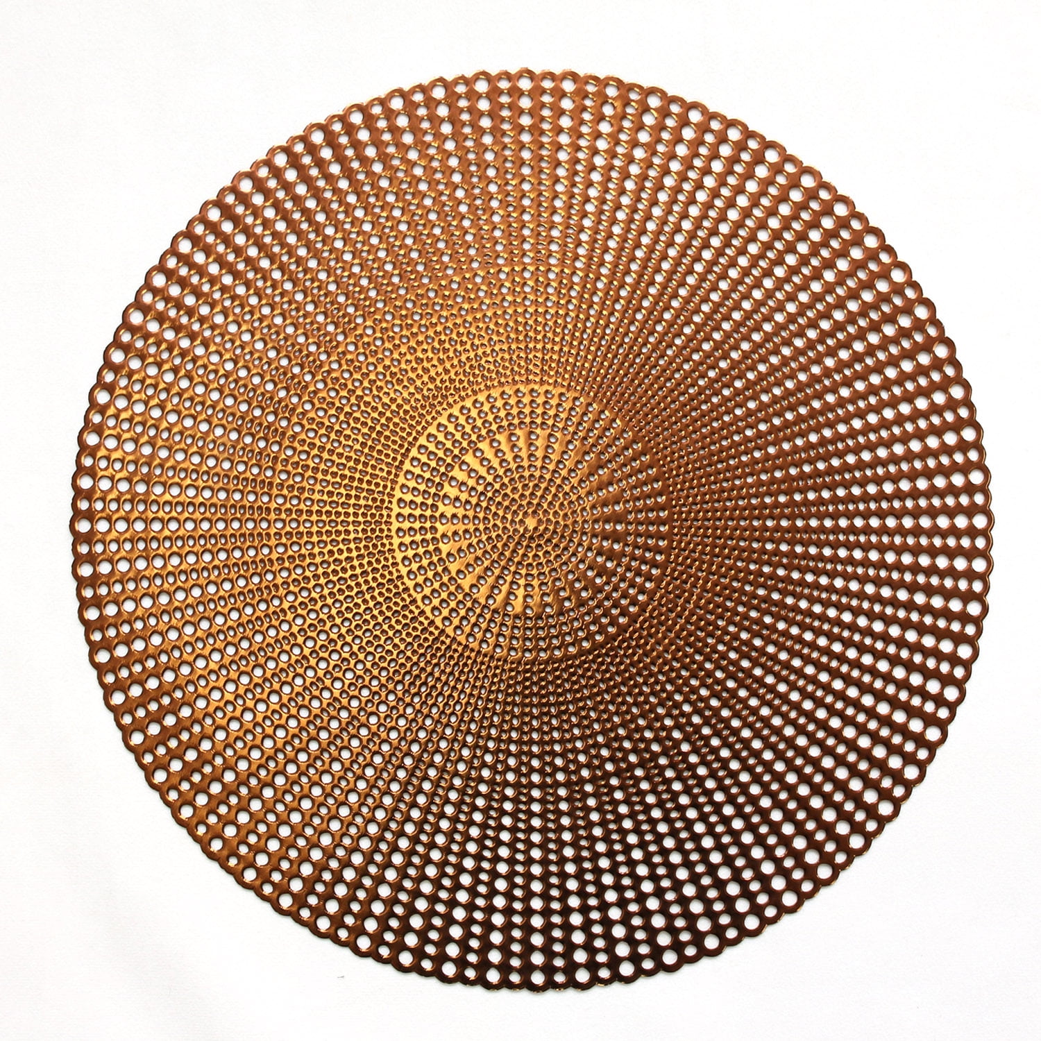 Thymat 16.5" Round Vinyl Metallic Placemats, Set of 6, Raindrop Copper ...