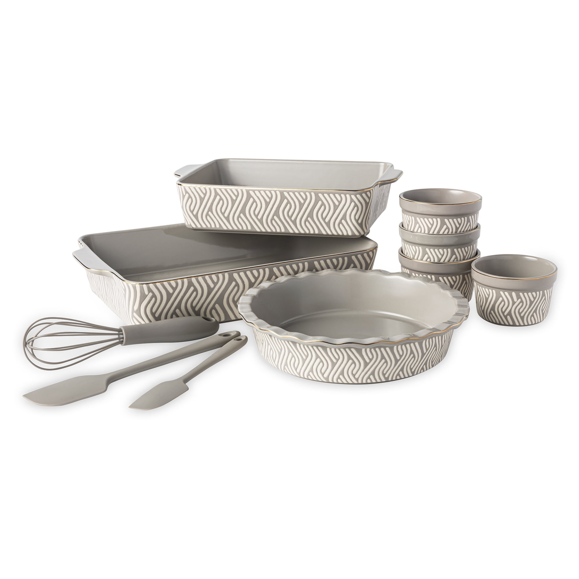 Thyme & Table, 10-Piece Ceramic Bakeware Set, with Spatulas & Whisk ...