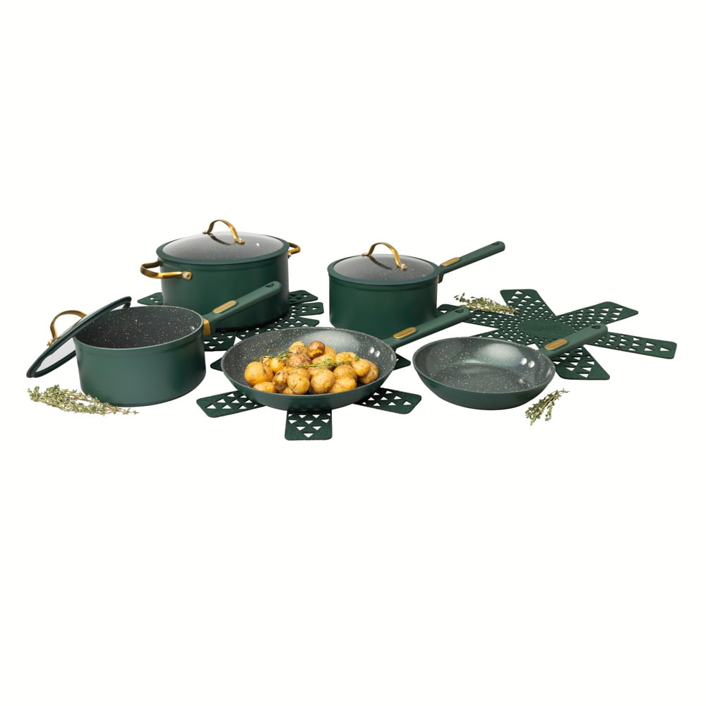 Thyme & Table Non-Stick 12-Piece Granite Cookware Set, Hunter Green ...