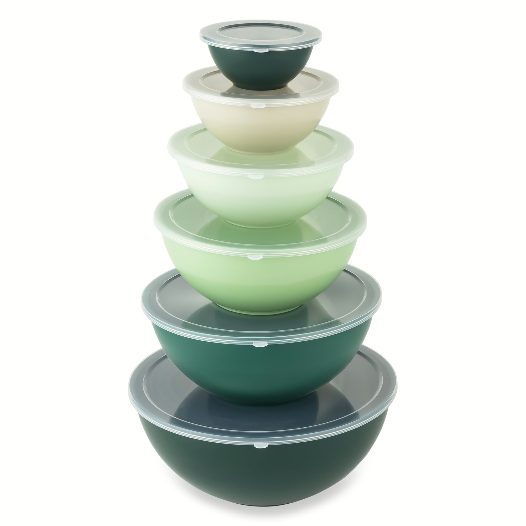 Thyme & Table 12-Piece Nesting Mixing Bowl Set in Green, Includes Lids ...