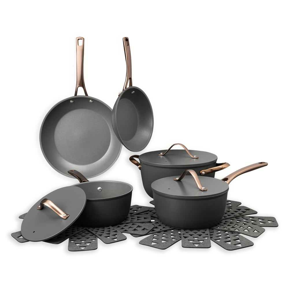 Free Shipping! Thyme & Table 12-Piece Nonstick Aluminum Cookware Set with Gold PVD Finish ...