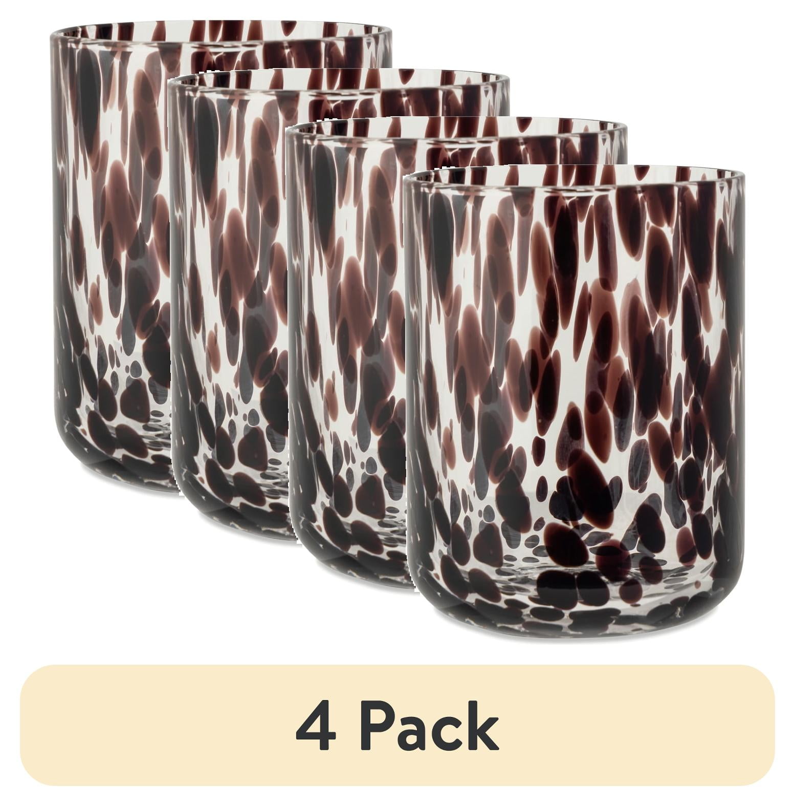 (4 pack) Thyme & Table 12oz Tortoise Black Drinking Glass - Walmart.com