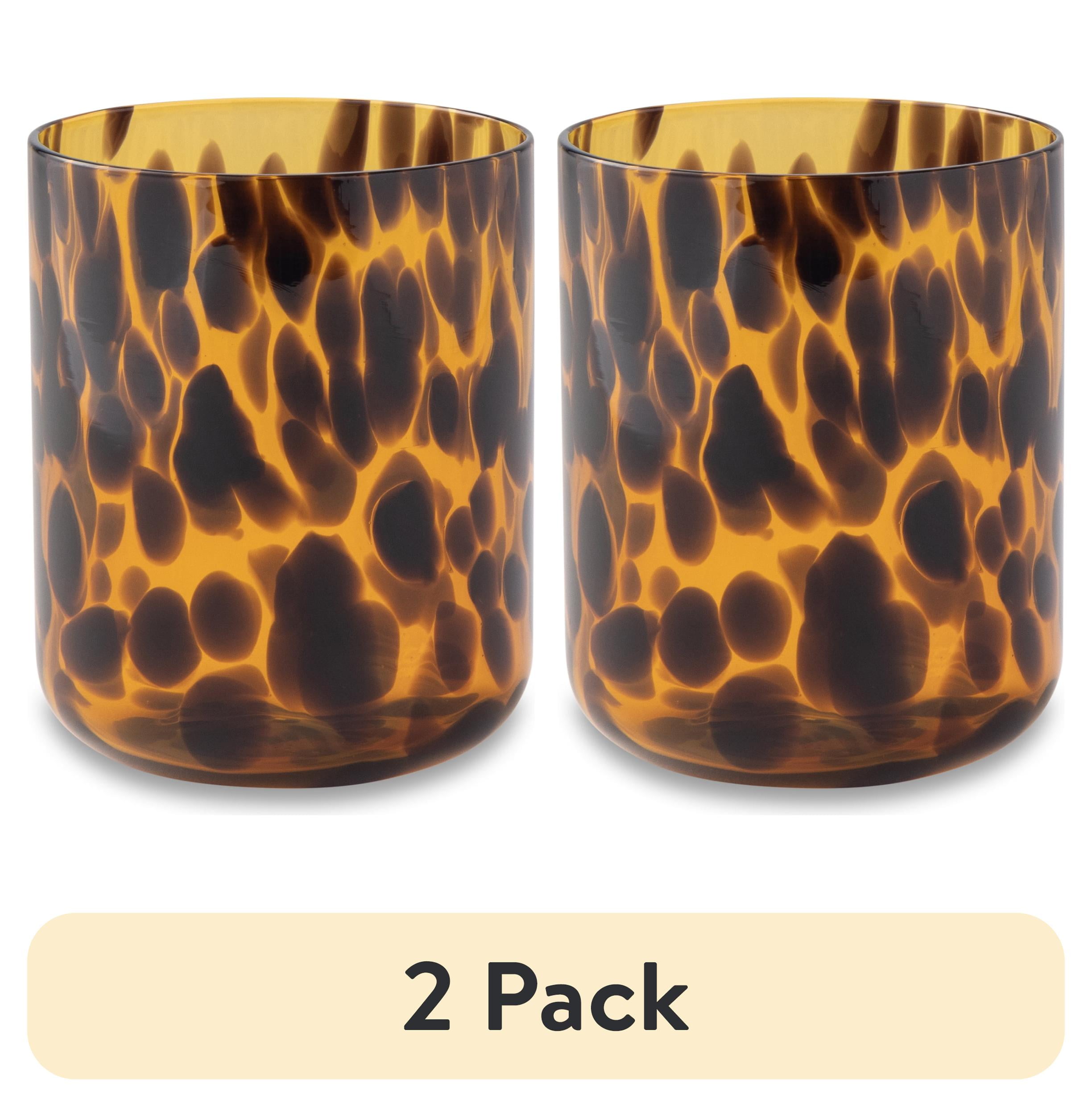 (2 pack) Thyme & Table 12oz Tortoise Brown Drinking Glass - Walmart.com
