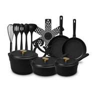 Thyme & Table 12-Piece Cookware Ceramic Non-Stick Set Ribbed Collection ...