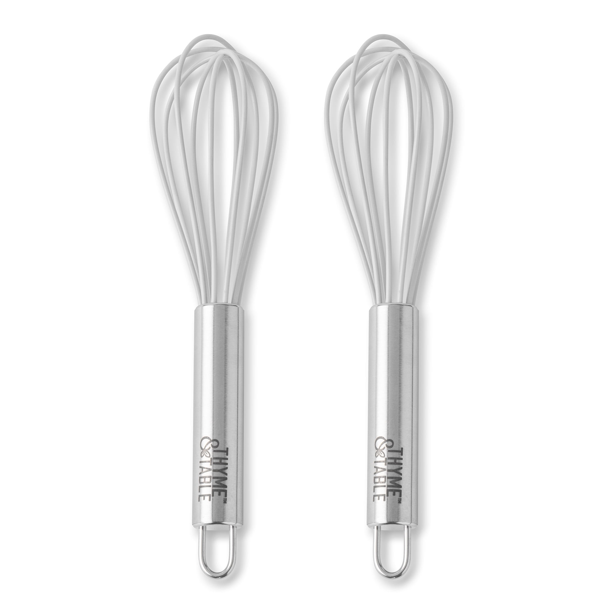 Thyme & Table 2-Pack Silicone Mini Whisks Gray, Ergonomic Mixing ...