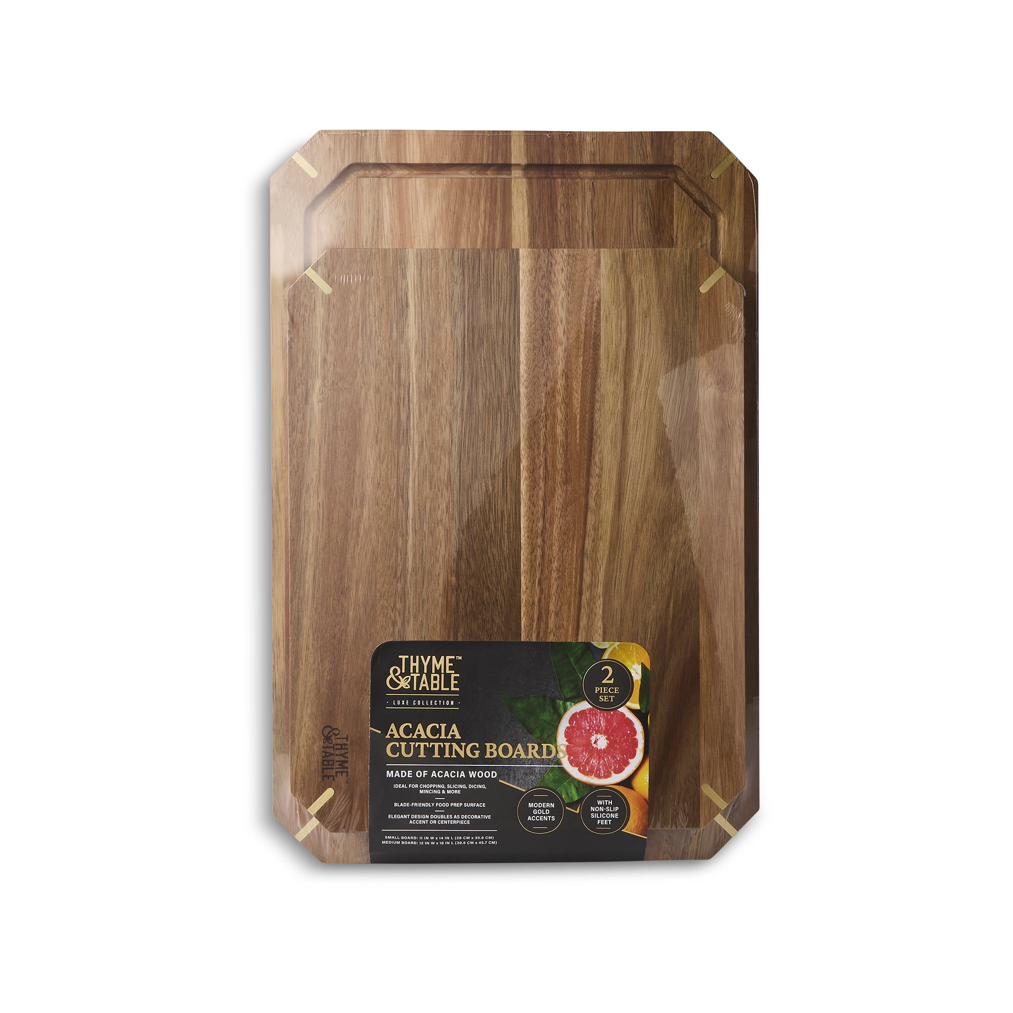 Thyme & Table 2-Piece Acacia Cutting Board Set - Walmart.com