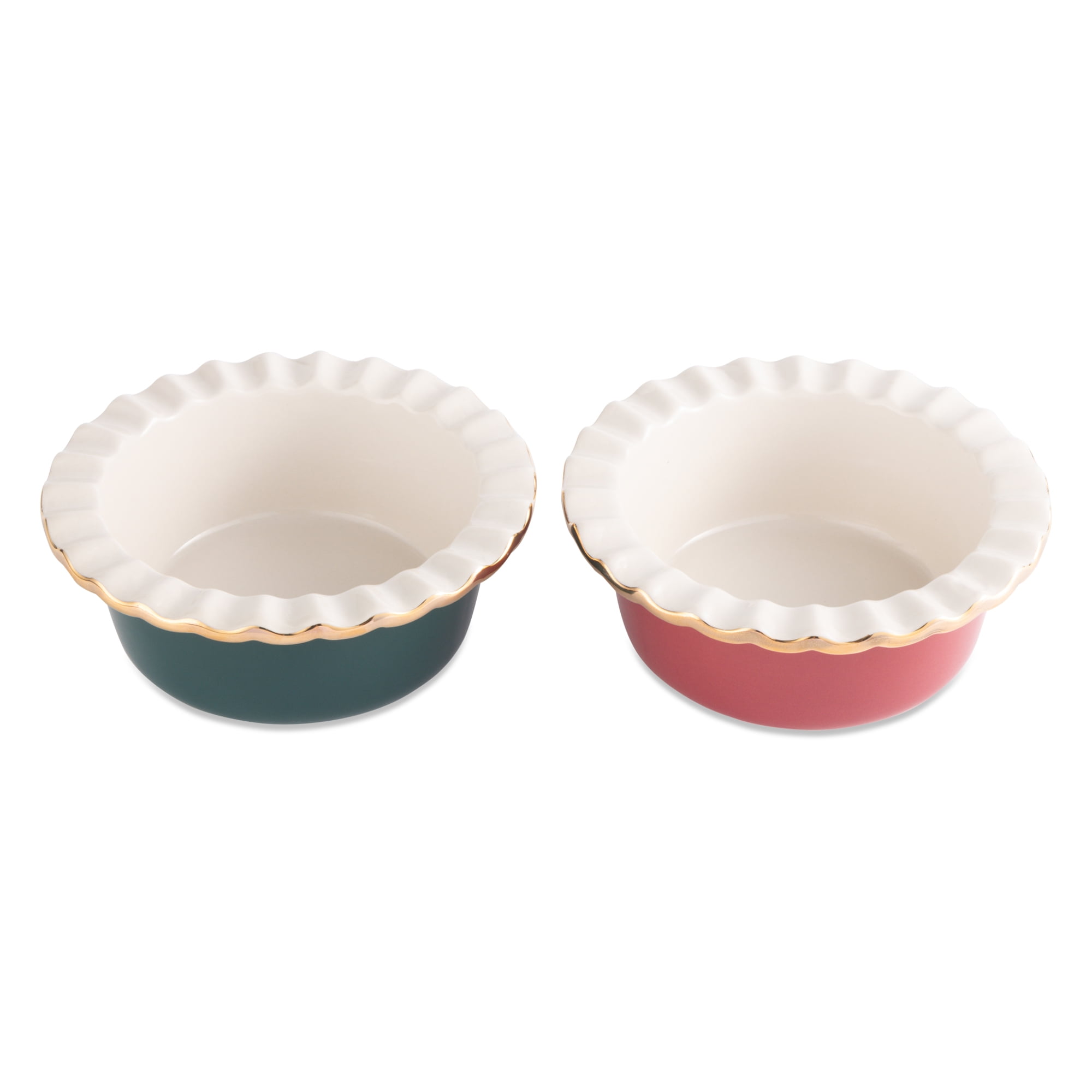 Thyme & Table Mini Pie Dish Set 2-Piece Stoneware for Baking Quiches ...